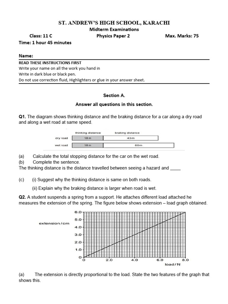 Class 11C - Physics Paper 2 | PDF | Temperature | Water