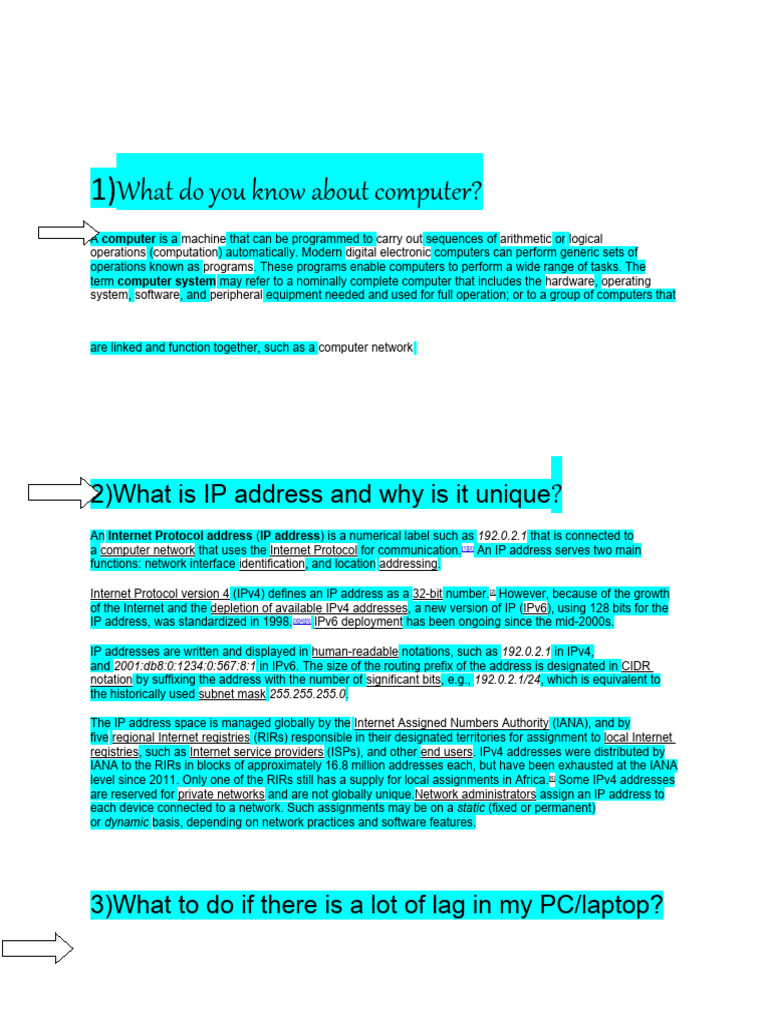 1) What Do You Know About Computer?: 2) What Is IP Address and Why Is It Unique | PDF | Ip ...
