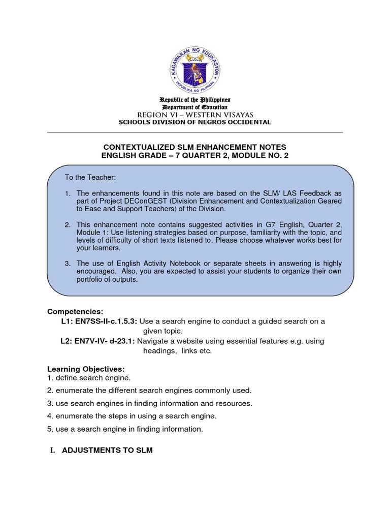 Q2 Module-2 Enhancement-Notes G7 English | PDF