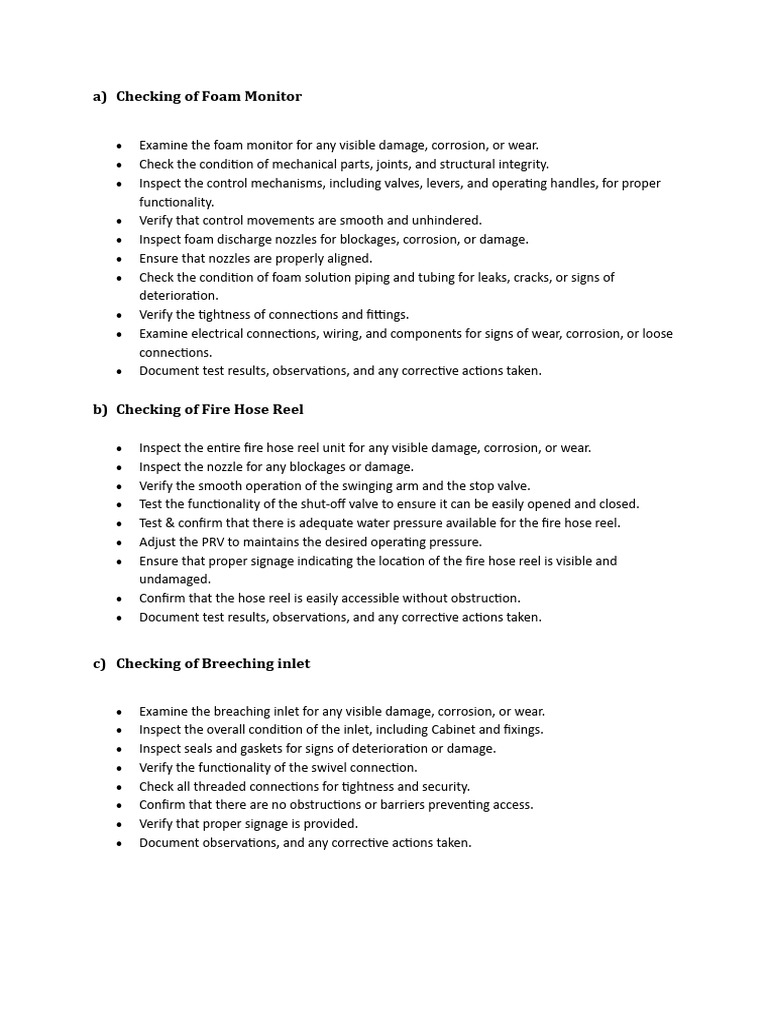 A) Checking of Foam Monitor | PDF | Technology & Engineering
