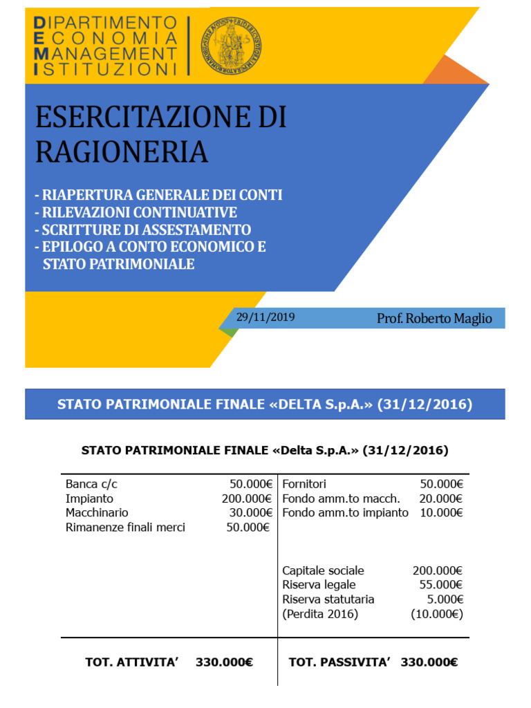 Esercitazione 4 Ragioneria | PDF