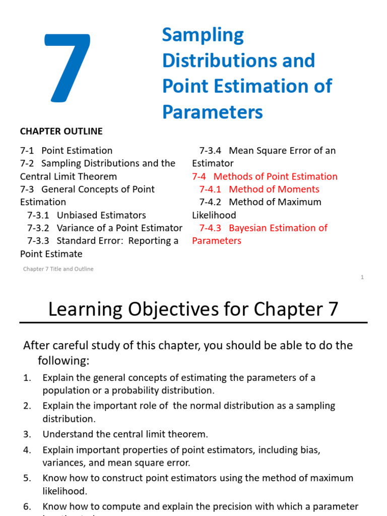 7 Sampling Distributions And Point Estimation Of Parameters Pdf Estimator Bias Of An Estimator