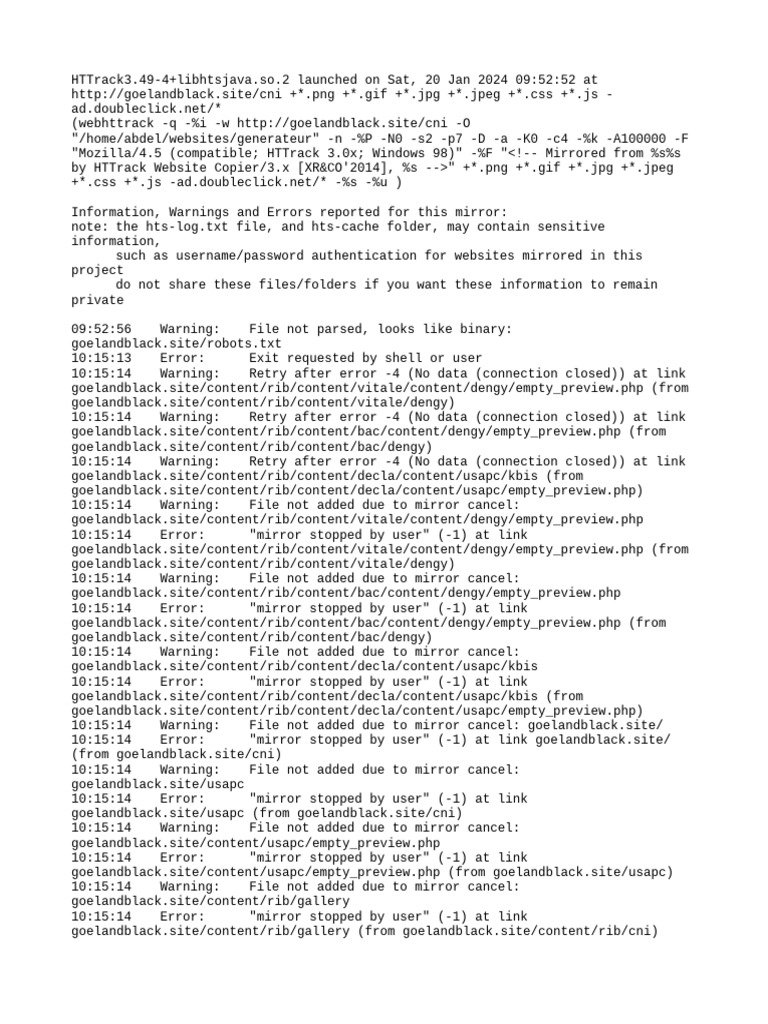 HTTrack Mirror Errors & Warnings | PDF | Computer File | Internet