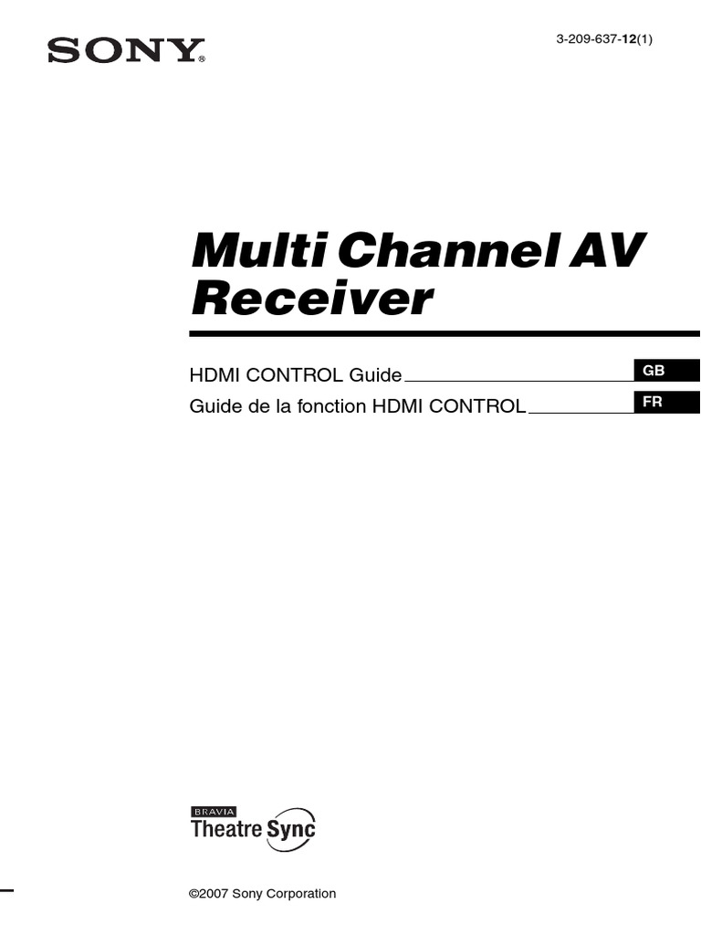 HDMI CONTROL Guide for Sony Receivers | PDF | Hdmi | Television