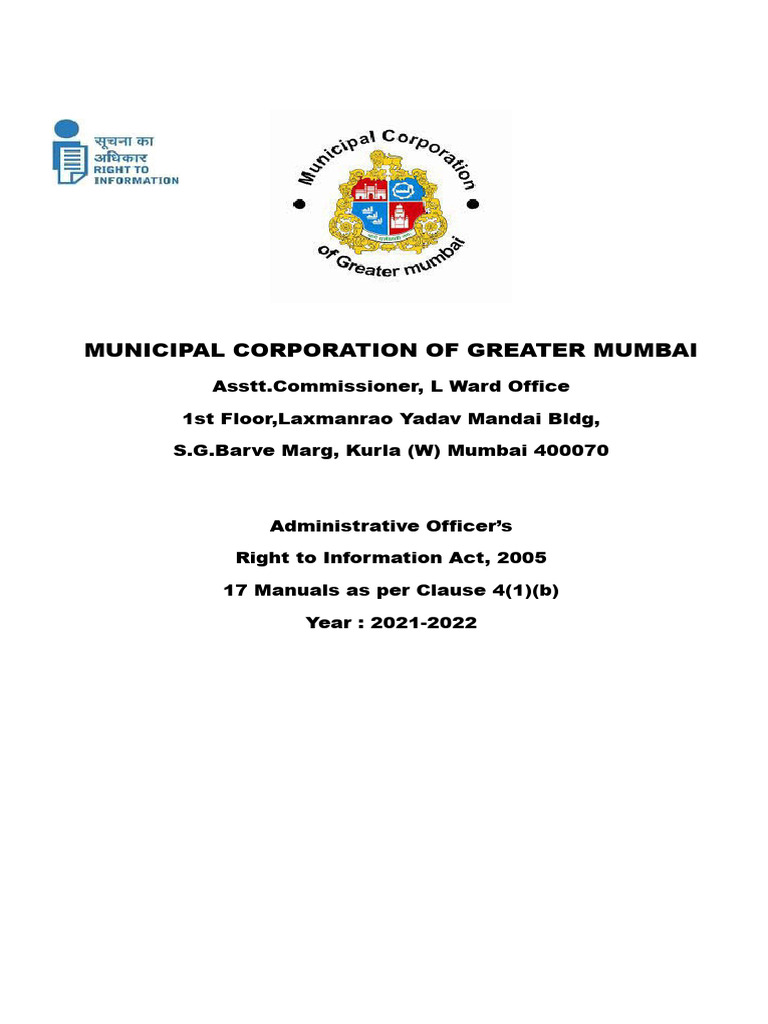 RTI 17 Manual For Adminstrative Officer L Ward | PDF | Employment | Wage