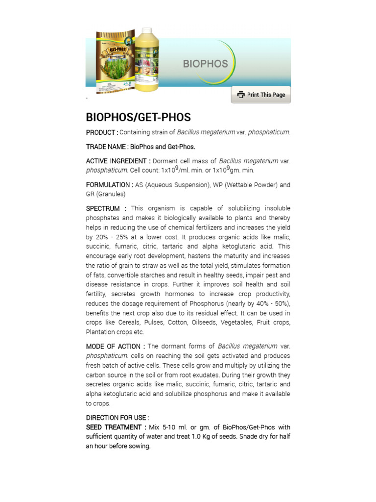 Biophos - Get Phos | PDF | Vegetables | Manure