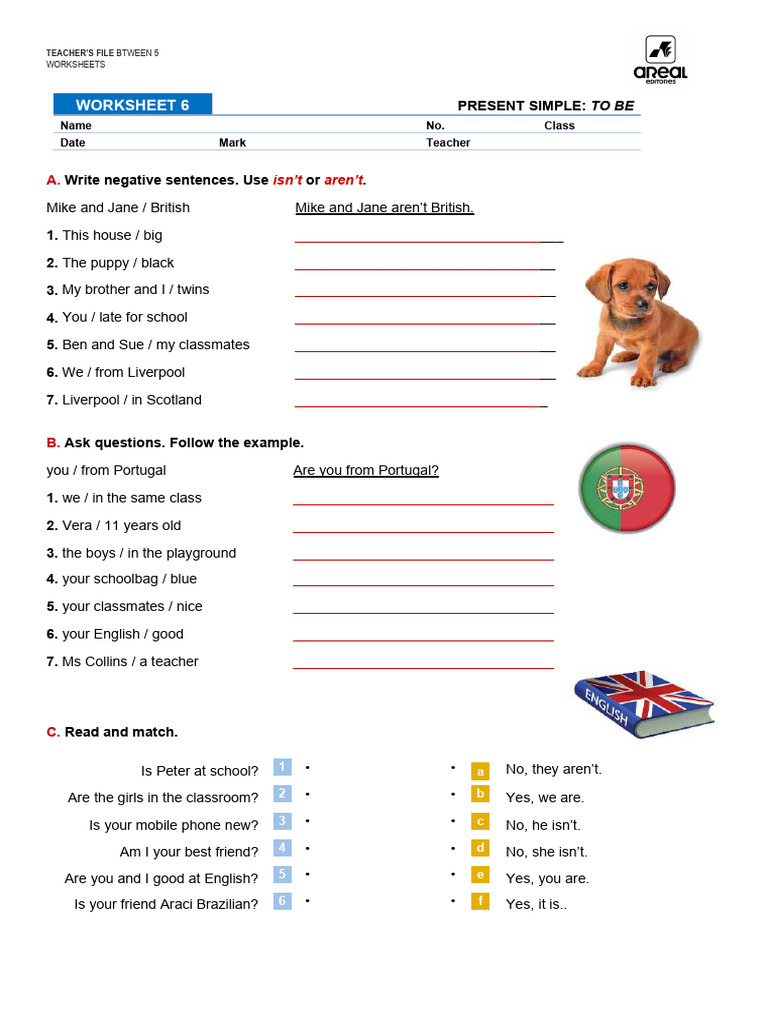 Worksheet 6: Isn't Aren't | PDF