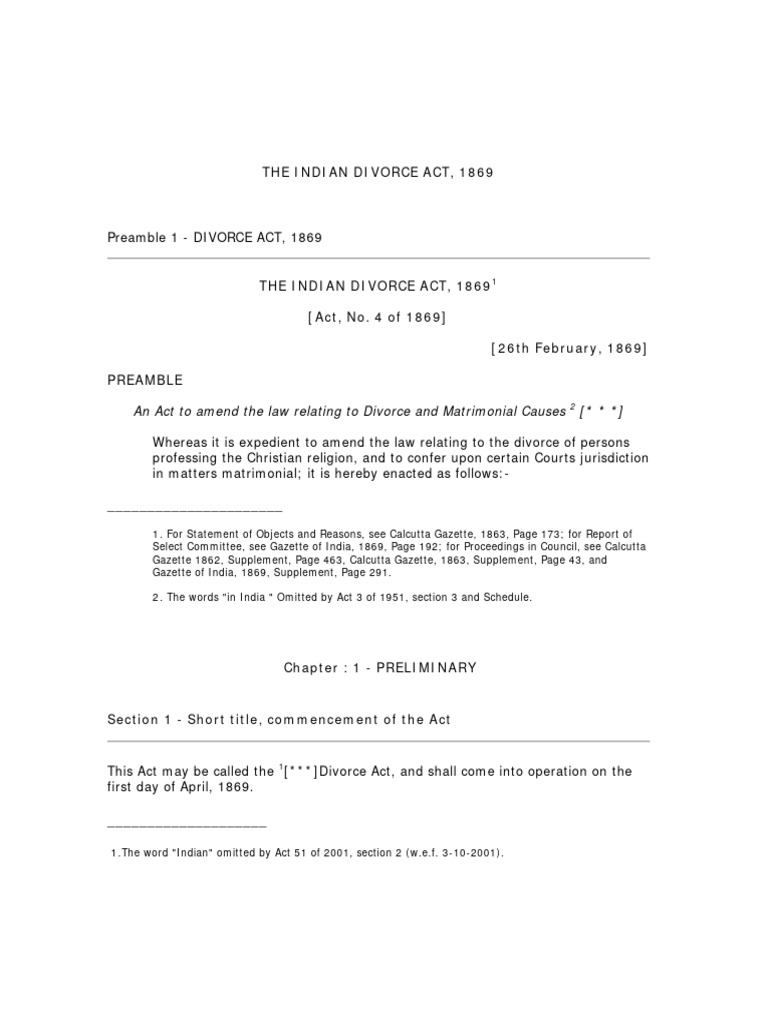 Indian Divorce Act, 1869 Overview | PDF | Divorce | Alimony