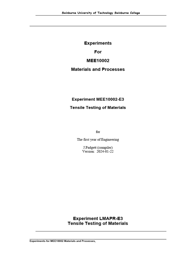 Tensile Testing of Metals and Polymers | PDF | Deformation (Engineering ...