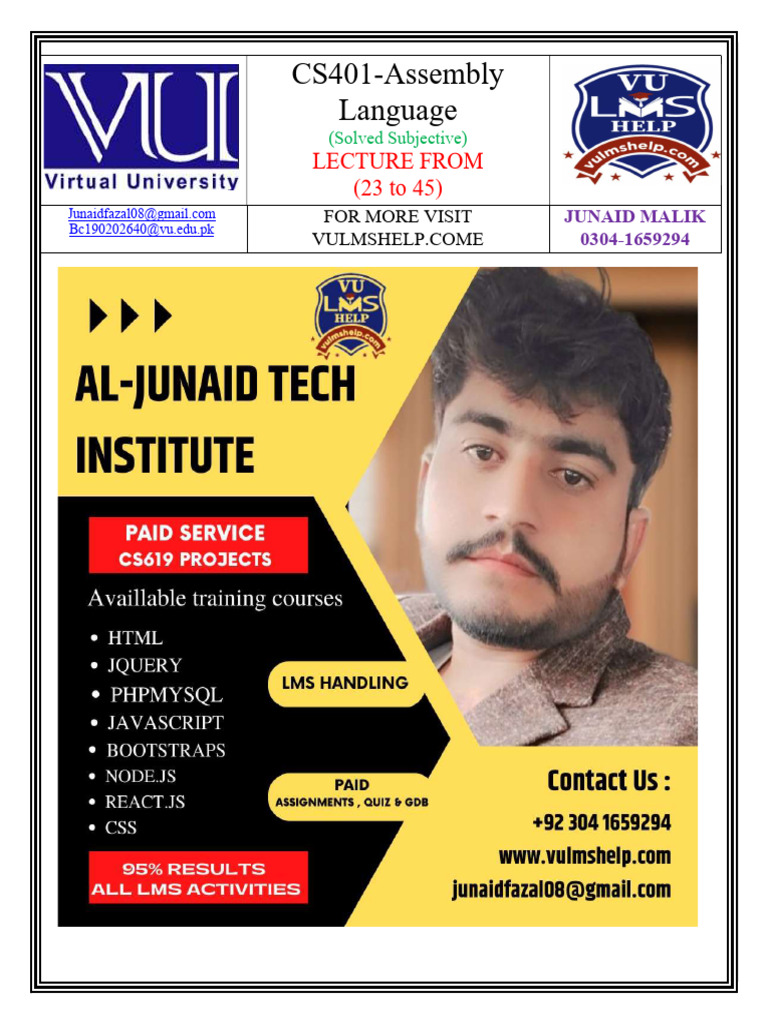 CS401 Solved Subjective Final Term by Junaid | PDF | Pointer (Computer Programming) | Dos