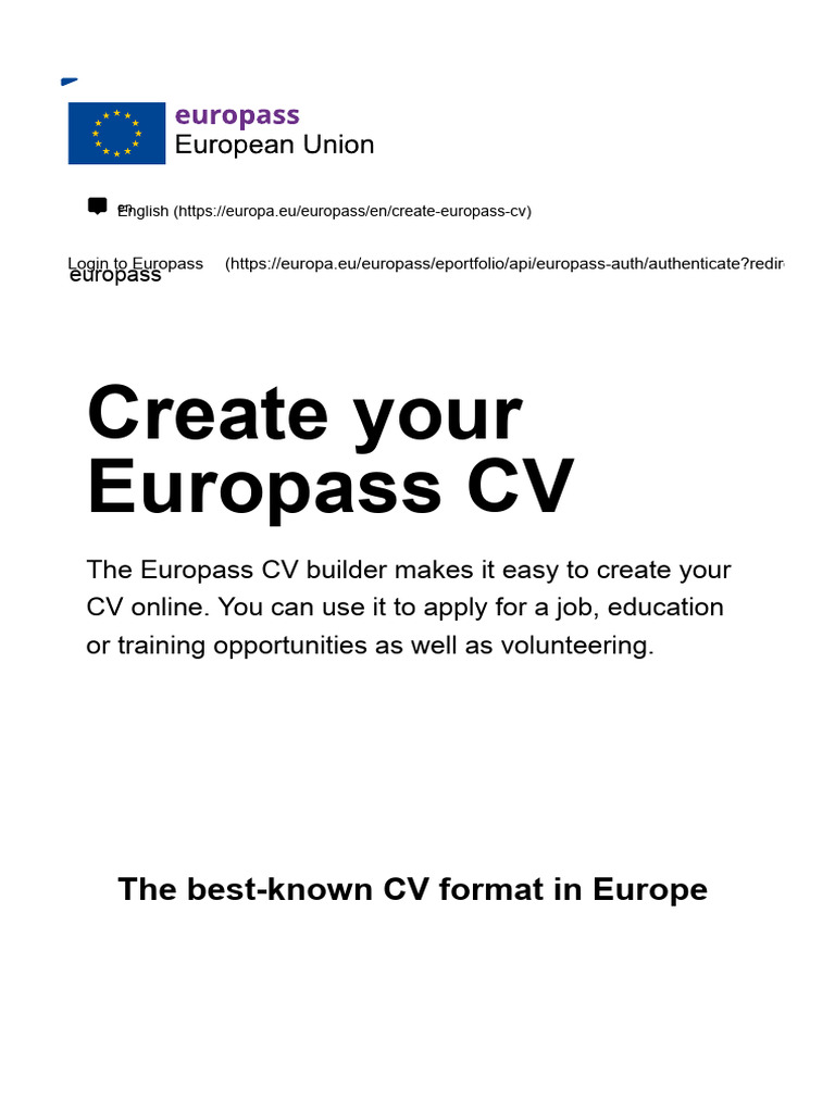 Create Your Europass CV - Europass | PDF