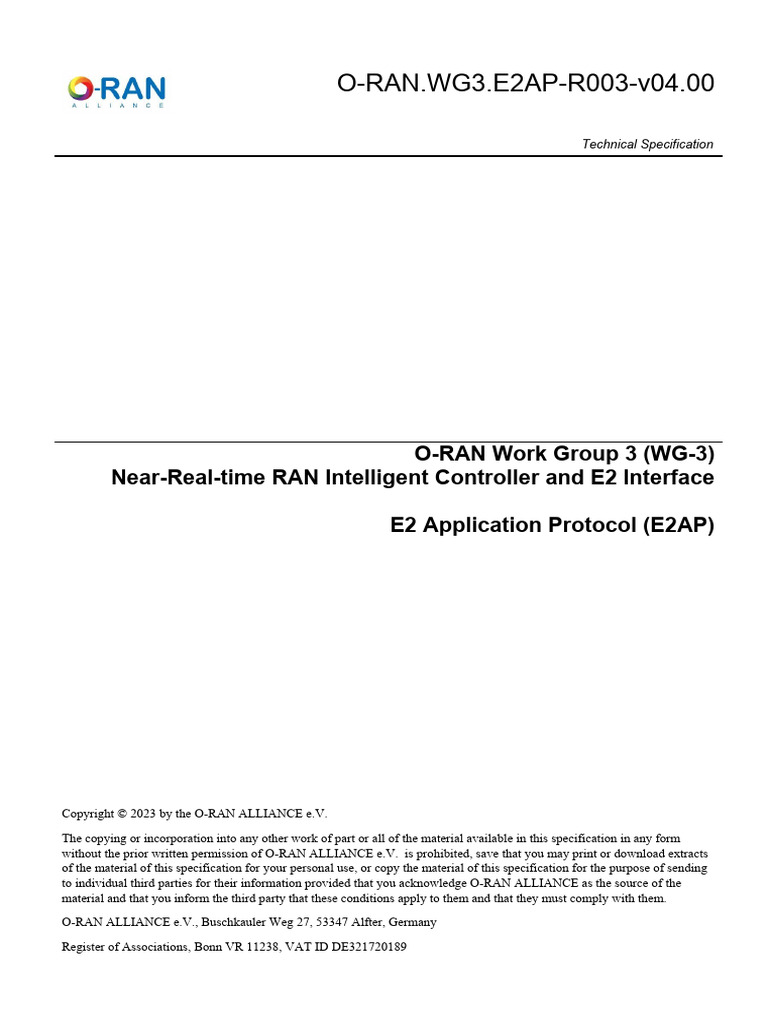 O-RAN WG3 E2AP-R003-v04 00 | PDF | Computer Engineering | Computer Science