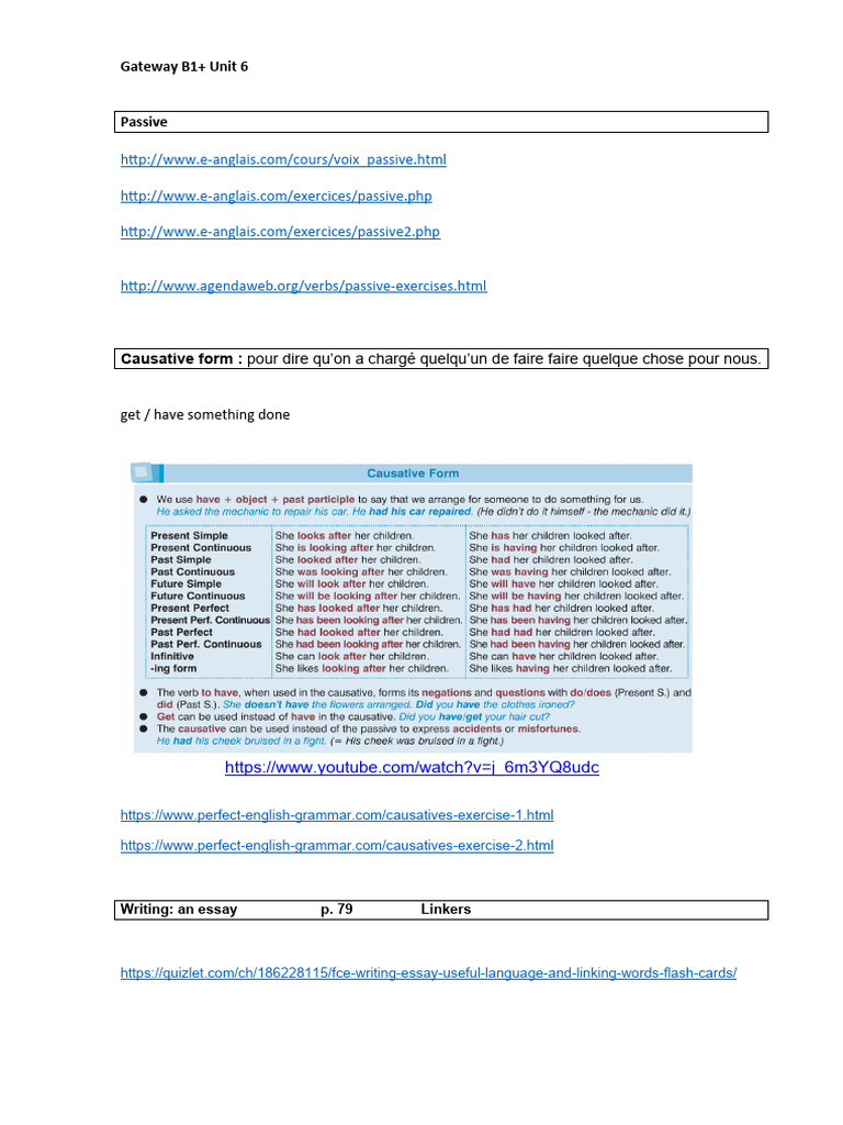 GW B1+ Unit 6 Passive Causative Form | PDF | Business