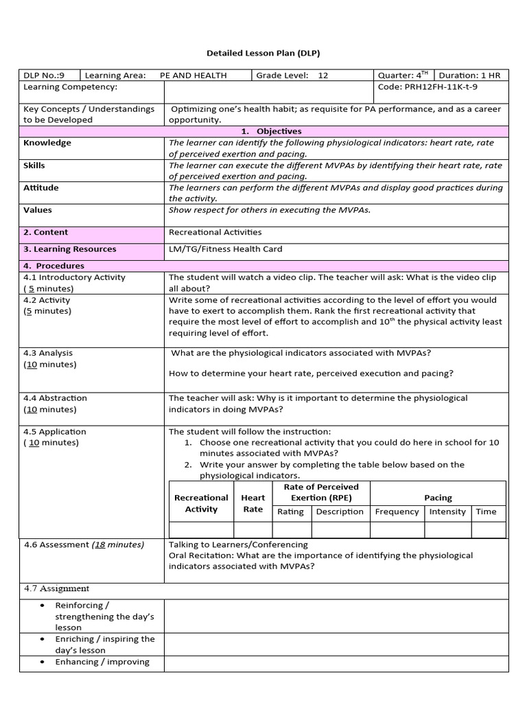 PE4 DLP LESSON 09 v2 | PDF | Learning | Human Communication