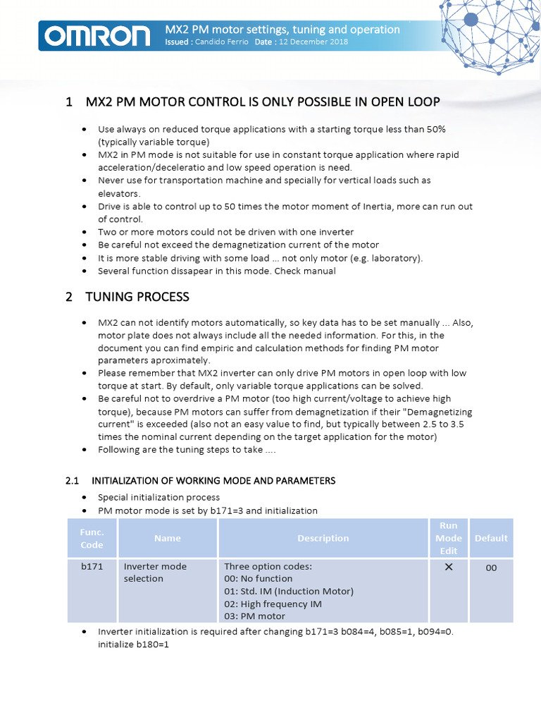 MX2 PM Motor Tuning Procedure | PDF