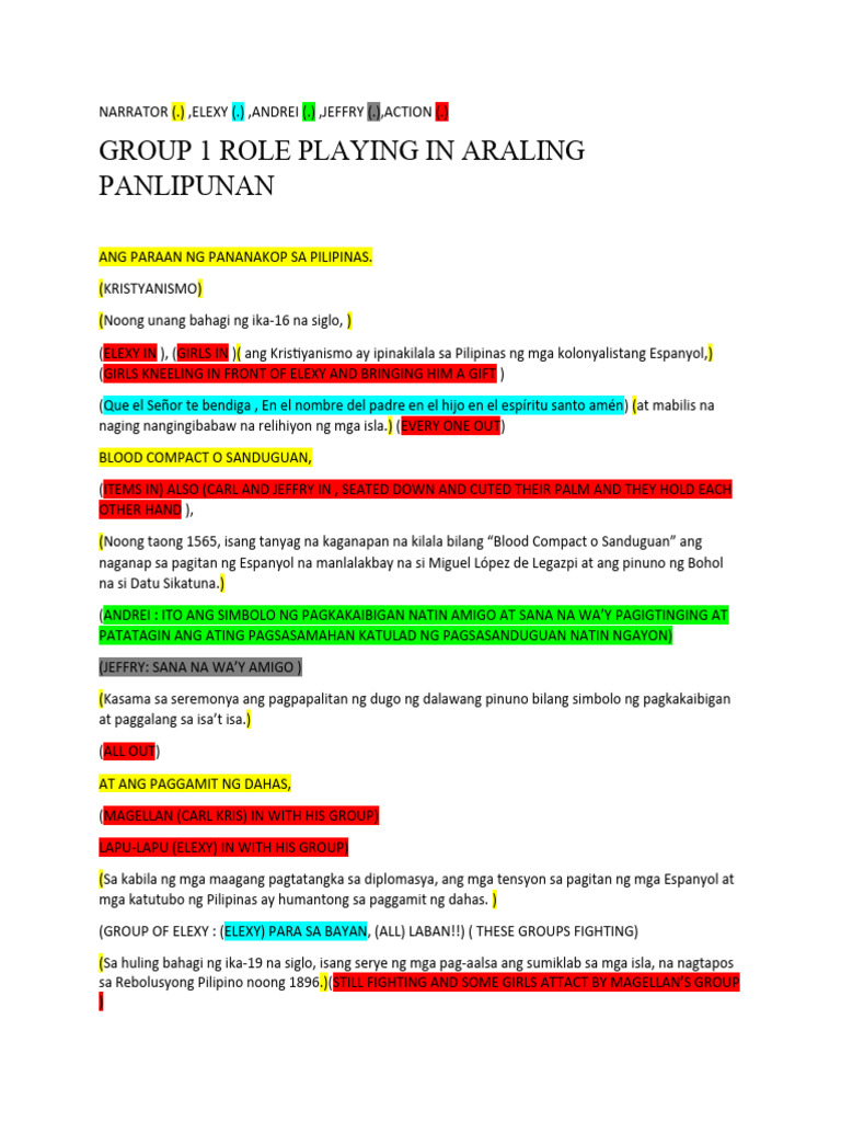 Group 1 Role Playing Paraan NG Pananakop Sa Pilipinas | PDF