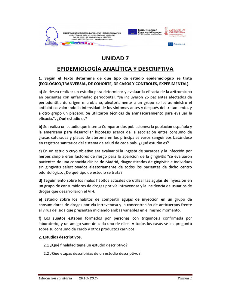 Ejs Tema 7.educacion Sanitaria | PDF | Epidemiología | Enfermedades y trastornos
