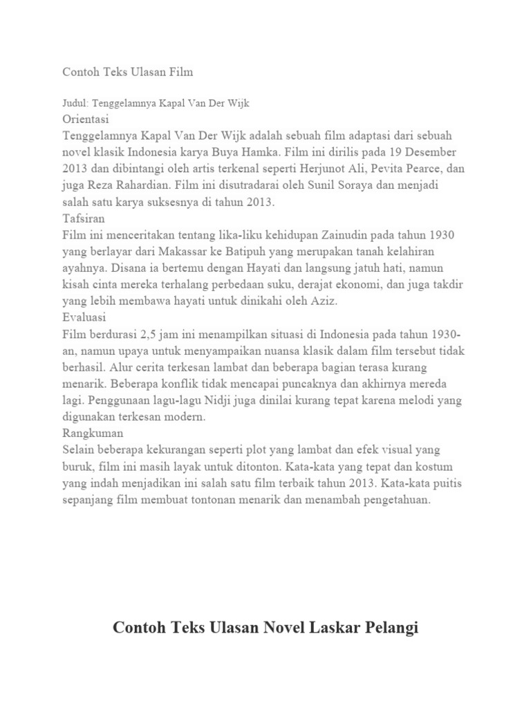 Contoh Teks Ulasan Film | PDF