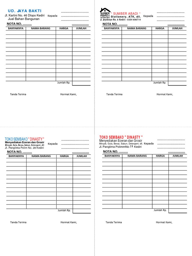 Nota Kosong Ok | PDF | Griya & Taman