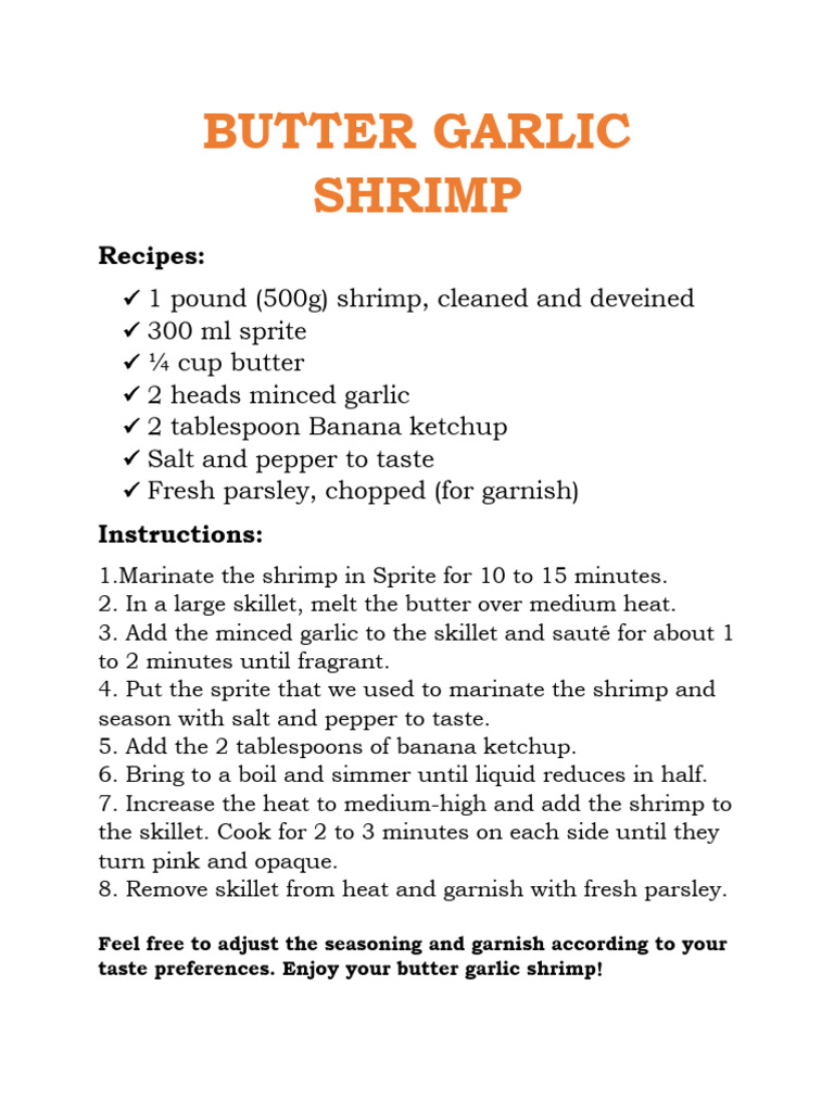 Butter Garlic Shrimp | PDF