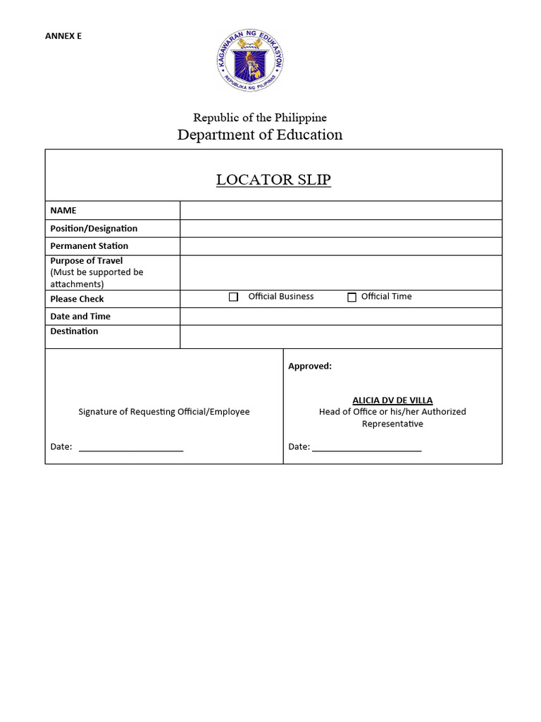 Locator Slip 2023 Blank | PDF