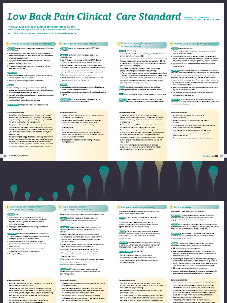 Quick Guide To Low Back Pain Guidelines | PDF