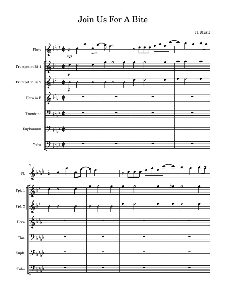 Join Us For A Bite-Score - and - Parts Brass Quintet | PDF | Western ...