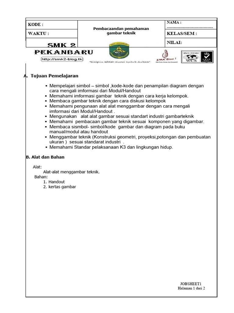 Jobsheet Gambar Teknik | PDF