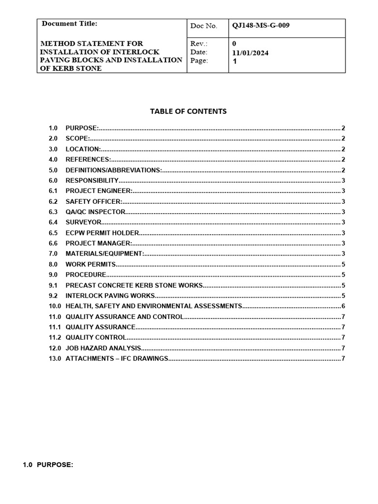 MS For Interlock Paving and Kerbstone Installation | PDF | Concrete ...
