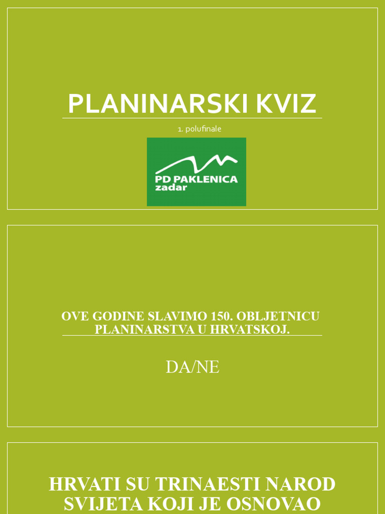 I. Planinarski Kviz | PDF