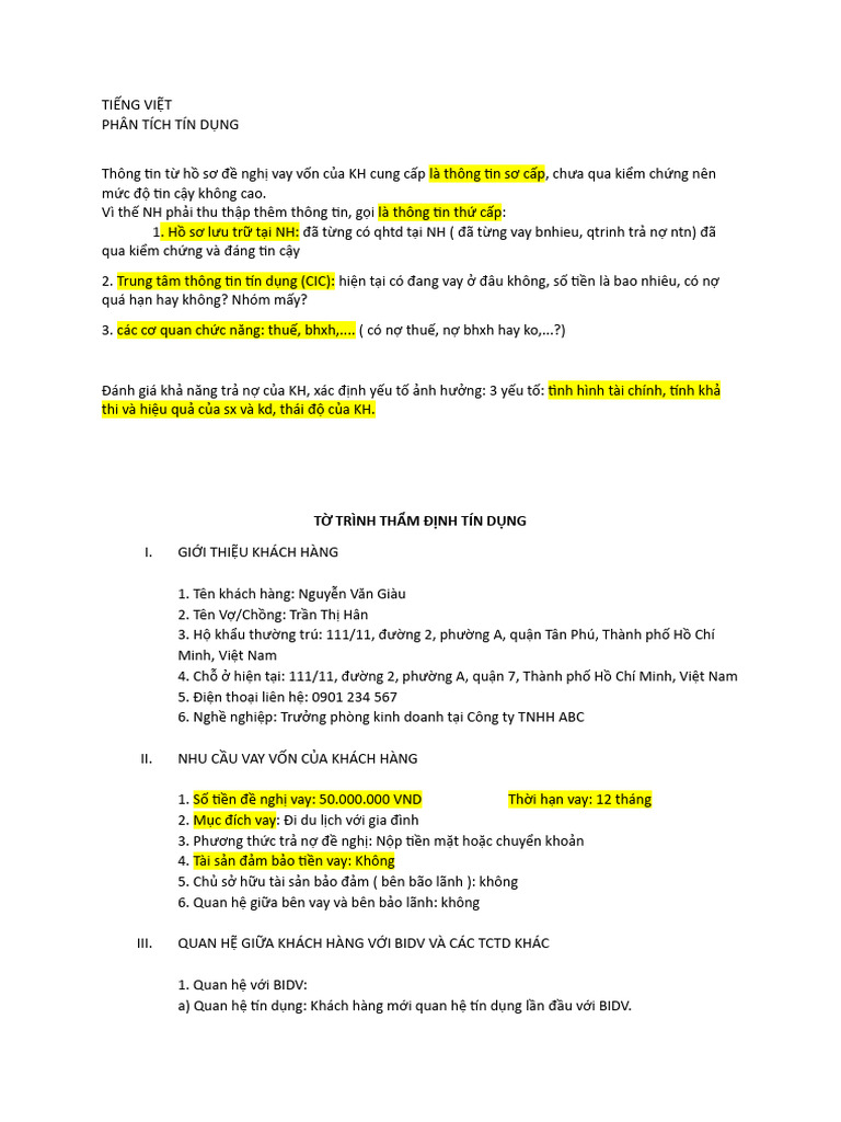 Phân Tích Tín D NG | PDF