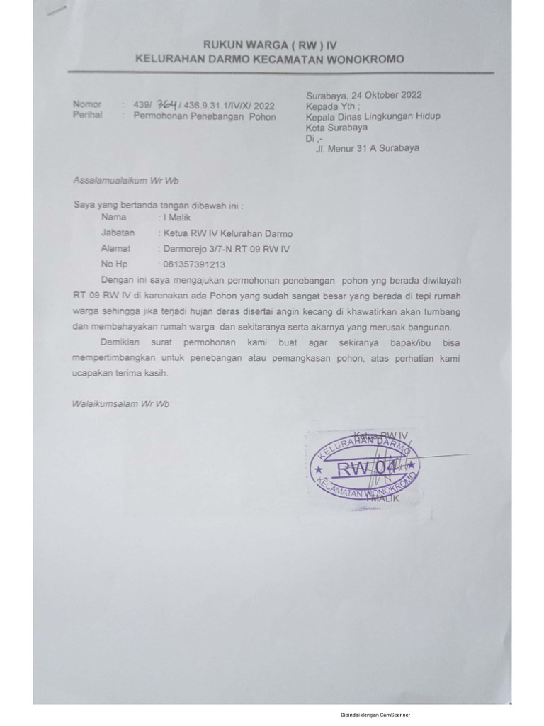Surat Laporan Warga Ke RT | PDF