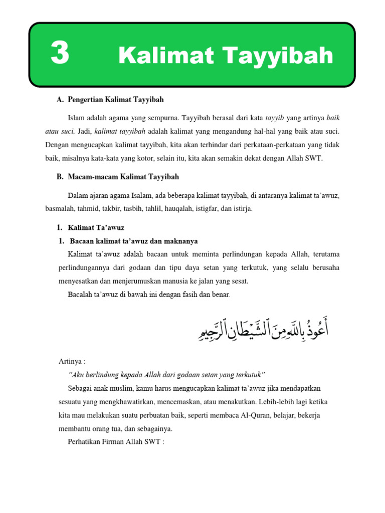 Modul Aqidah Kelas 3 DTA | PDF