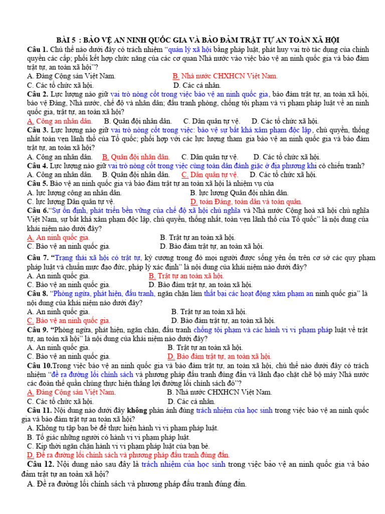 ĐỀ CƯƠNG ÔN TẬP CUỐI KÌ 1-QPAN-KHỐI 10 | PDF