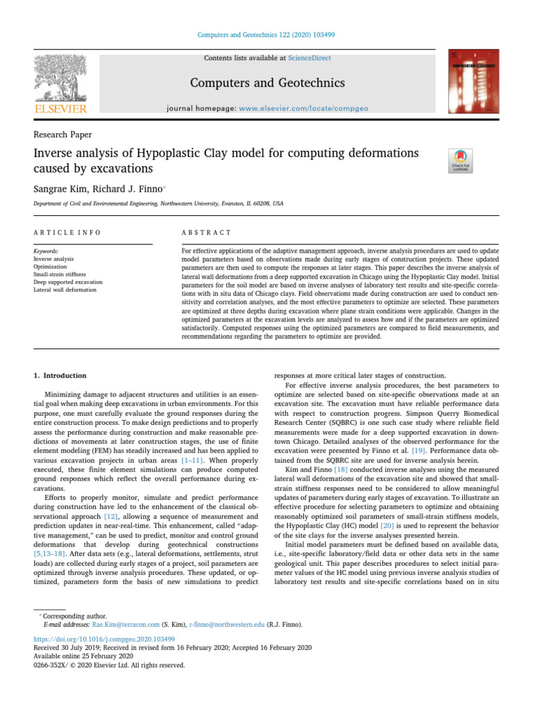 Inverse Analysis of Hypoplastic Clay Model For Computin - 2020 ...