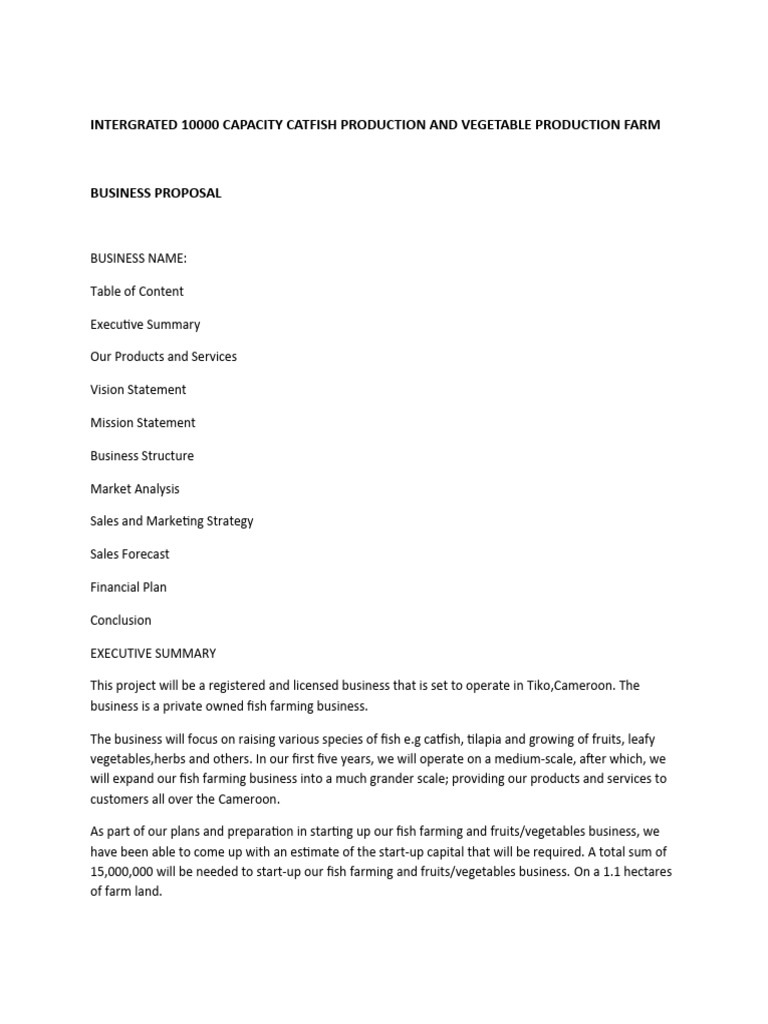 Business Plan For Fish Farming | PDF | Vegetables | Agriculture
