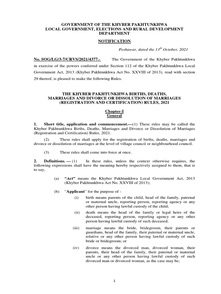 CRVS-RULES-FINAL | PDF | Birth Certificate | Divorce