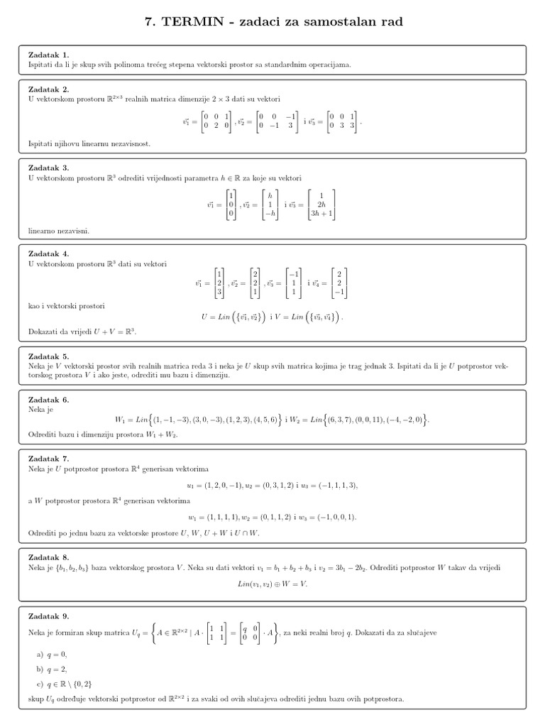 Termin - Zadaci Za Samostalan Rad | PDF