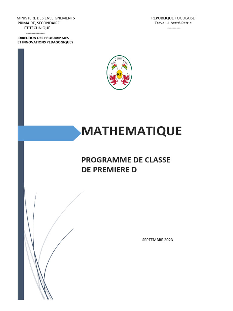 Programme de Mathématiques 1ère D | PDF | Fonction (Mathématiques ...