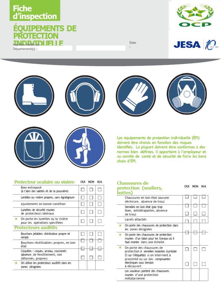 Fiche d'inspection des EPI | PDF