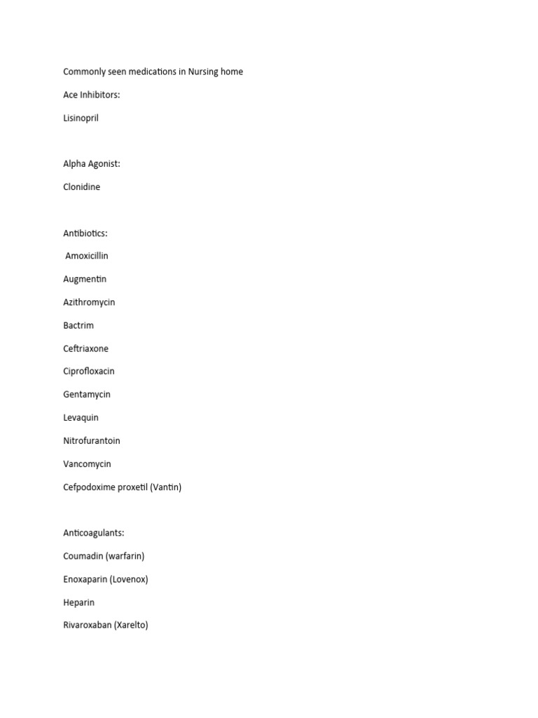 Common Medications in Nursing Homes | PDF