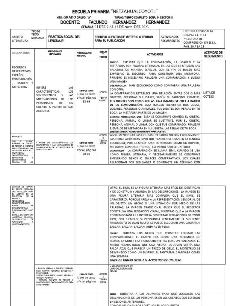 Planeacion Sem. 11 22 23 | PDF | Metáfora | imperio Romano
