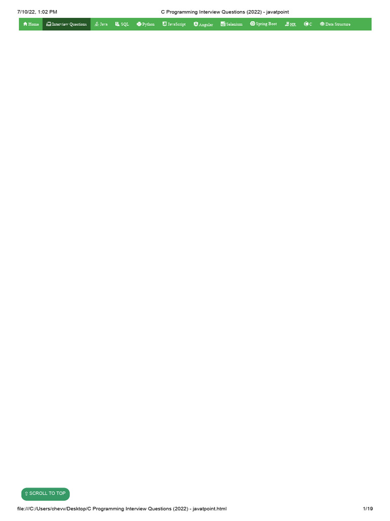 C Interview Prep Guide | PDF | Pointer (Computer Programming) | Variable (Computer Science)