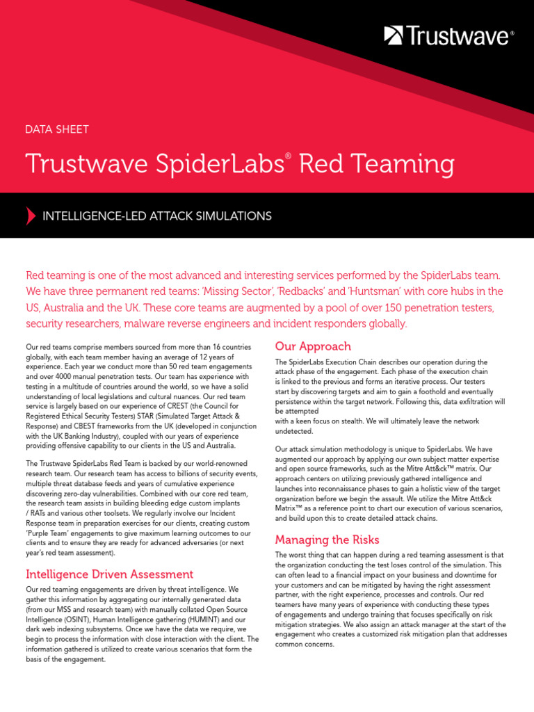 Spiderlabs Red Teaming - Letter | PDF | Simulation | Penetration Test