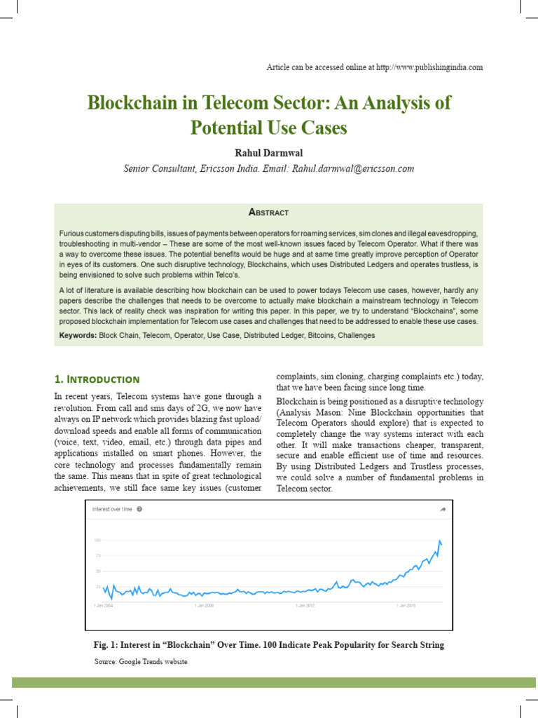Blockchain in Telecom Sector An Analysis | Download Free PDF | Roaming | Information Technology