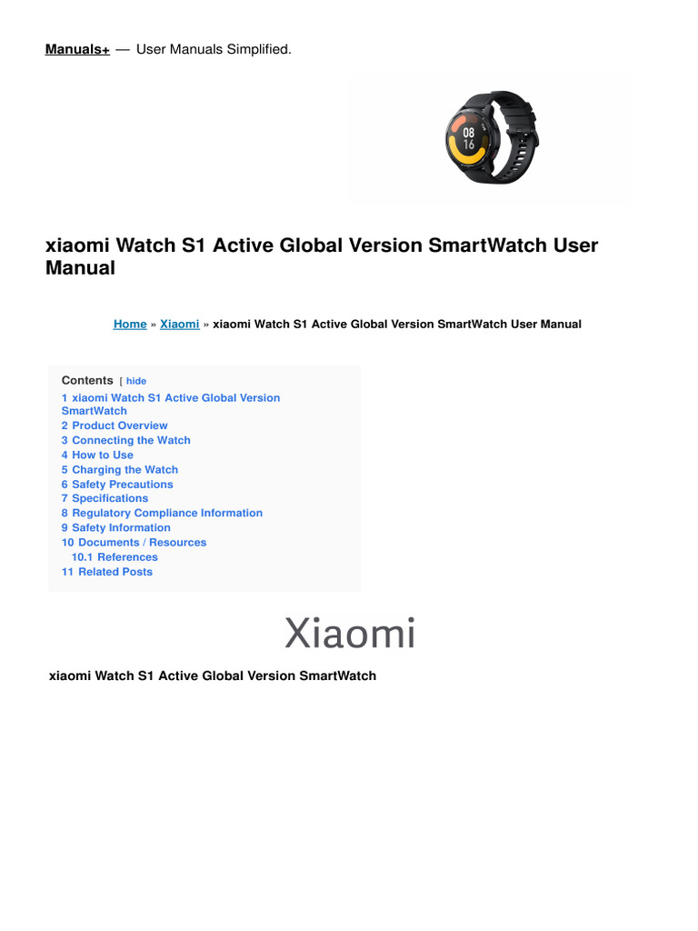 Watch s1 Active Global Version Smartwatch Manual | PDF
