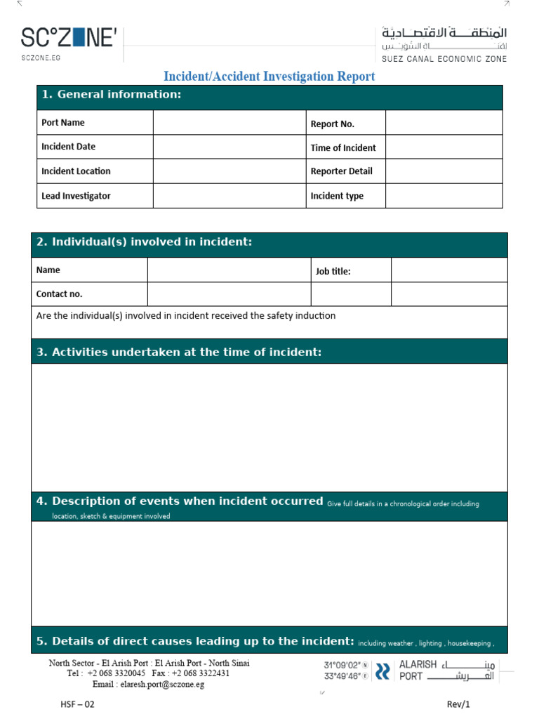 HSF - 02 Incident Accident Investigation Report | PDF | Risk | Risk Assessment