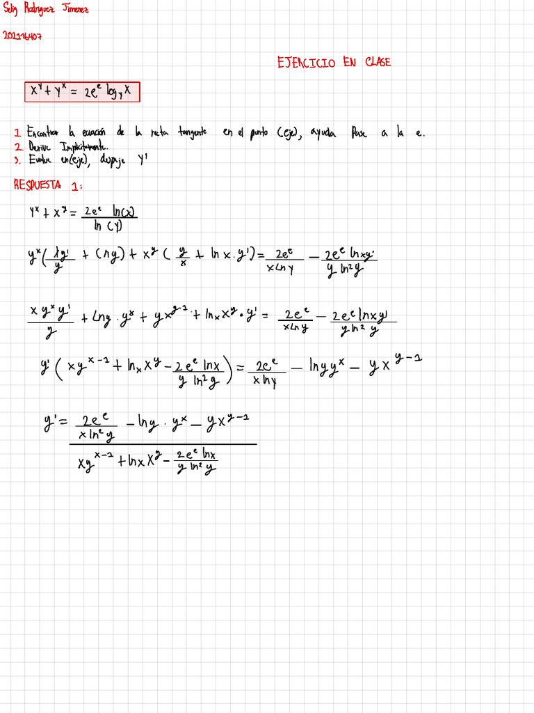 Calculo Ejercicio en Clase | PDF