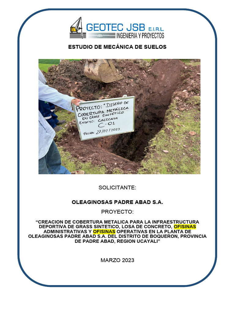 Estudio de Mecanica de Suelos AGUAYTIA | PDF | Fundación (Ingeniería) | Hormigón