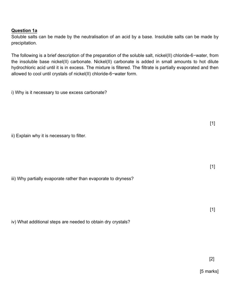Salt Preparation Methods Explained | PDF | Salt (Chemistry) | Acid